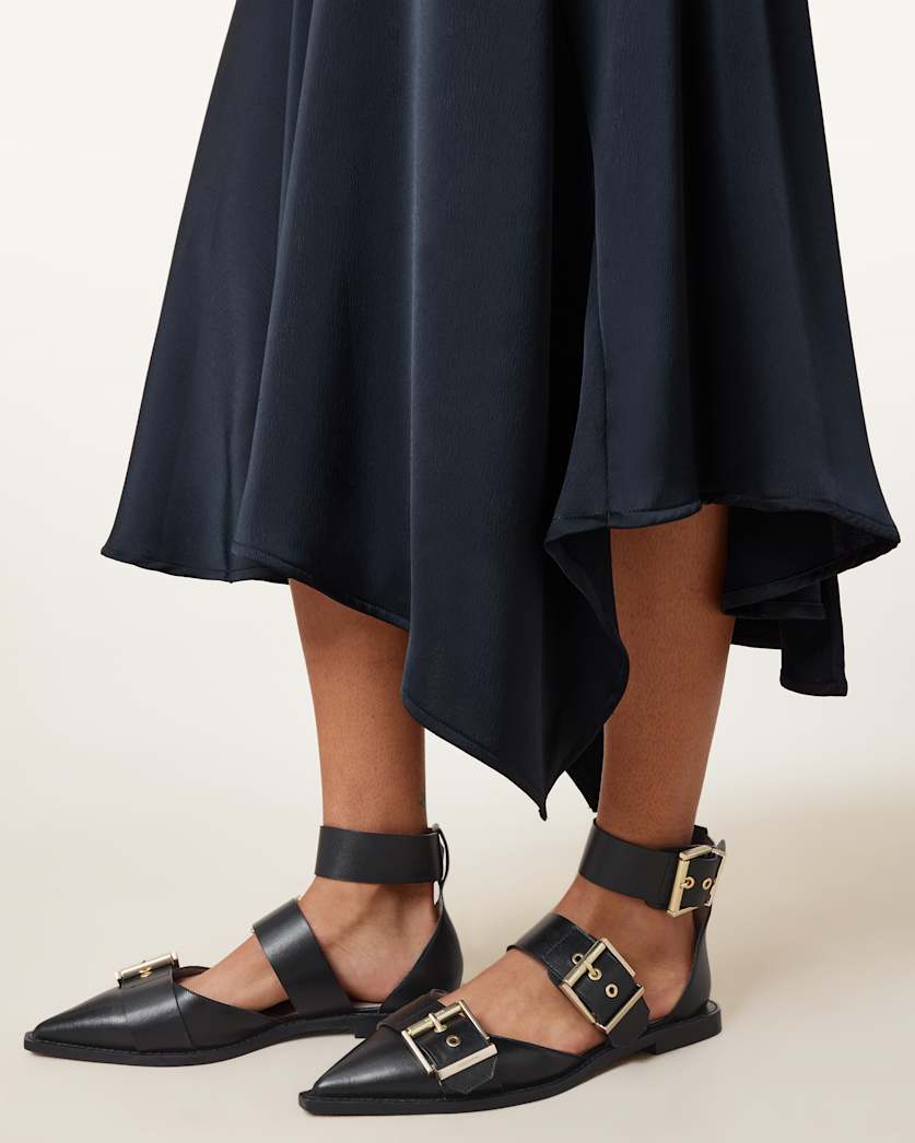 Sutton Leather Pointed Toe Shoes Black | ALLSAINTS